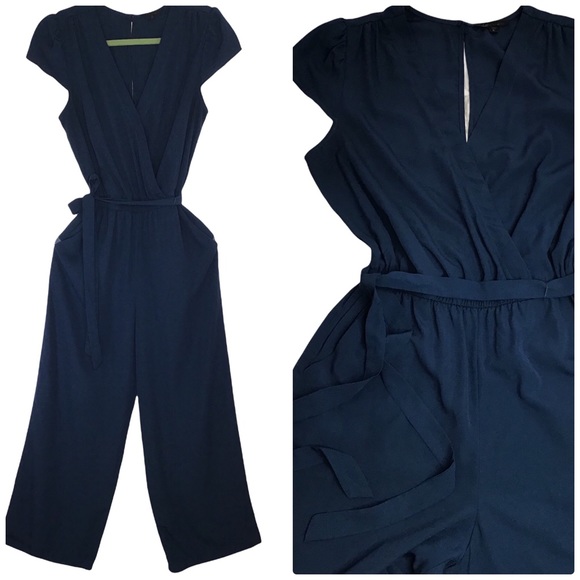 BeBop | Pants & Jumpsuits | Bebop Cup Short Sleeve Belted Wide Leg ...